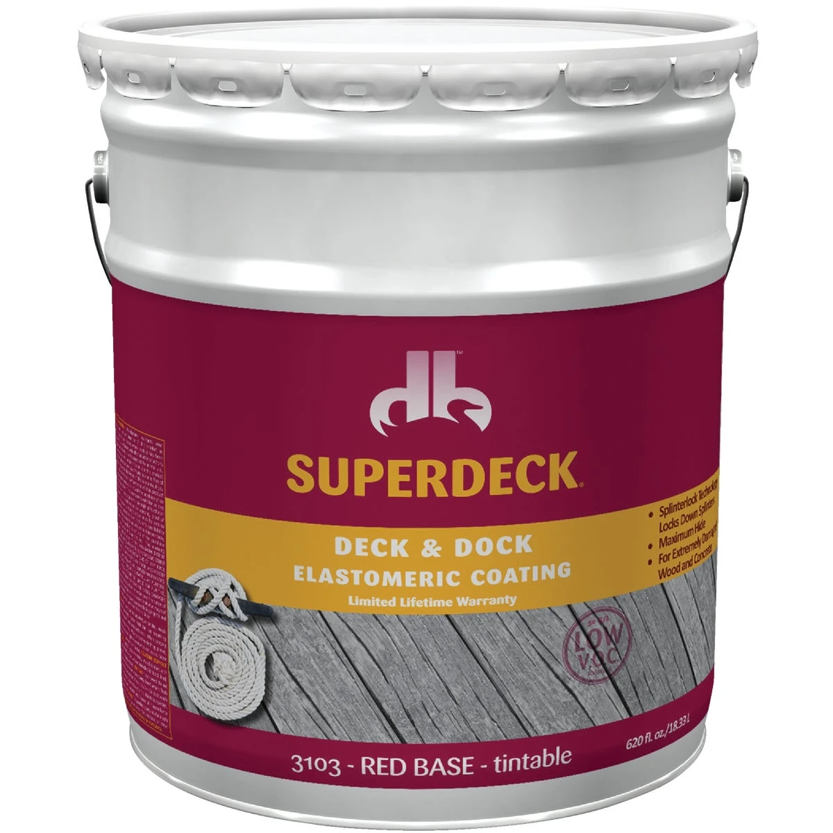 Superdeck Red Deck & Dock Elastomeric Coating, 5 Gallons, Model ...