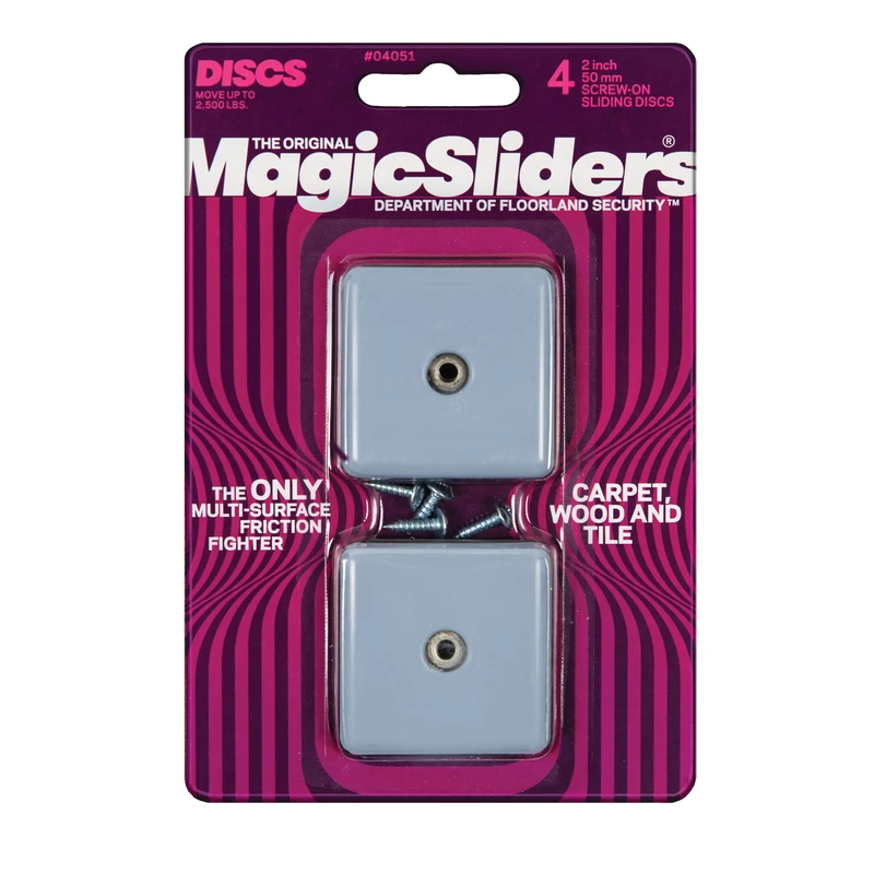 Magic Sliders 2 In. Screw-on Square Sliding Discs, 4 Pk, Load Capacity ...