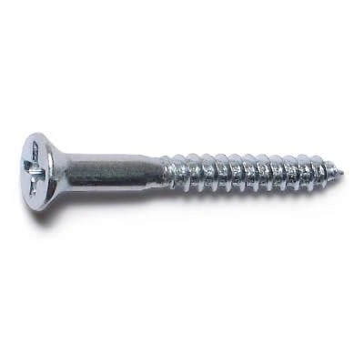 #6 X 1-1/4 Zinc Plated Steel Phillips Flat Head Wood Screws - 100 Count ...