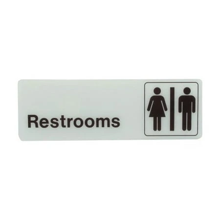 MIDWEST FASTENER CORP 3" X 9" Deco 'restroom' Plastic Sign For Indoor ...
