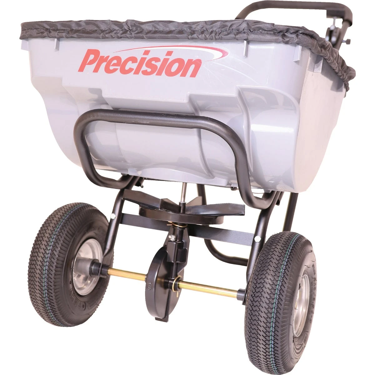 100 Lb. Broadcast Push Fertilizer Spreader With Cover And Pneumatic ...