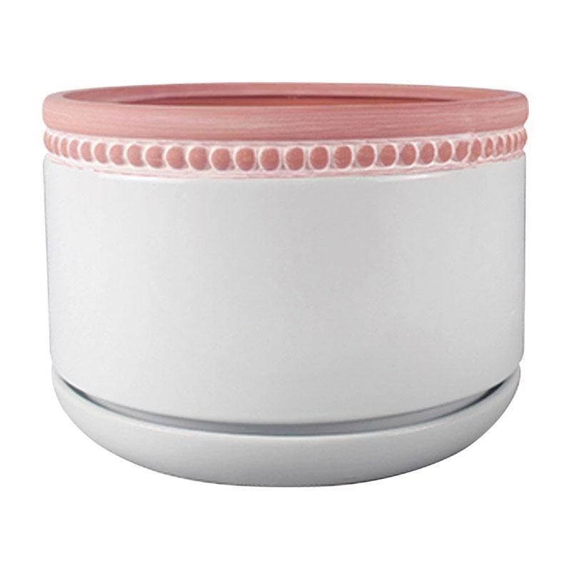 Trendspot Ada 4.5 In. H X 6 In. W Ceramic Pot Whitewash With Saucer ...