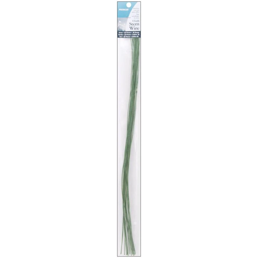 Panacea Cloth Covered Stem Wire 26 Gauge 18 Inch Green 20 Pieces ...