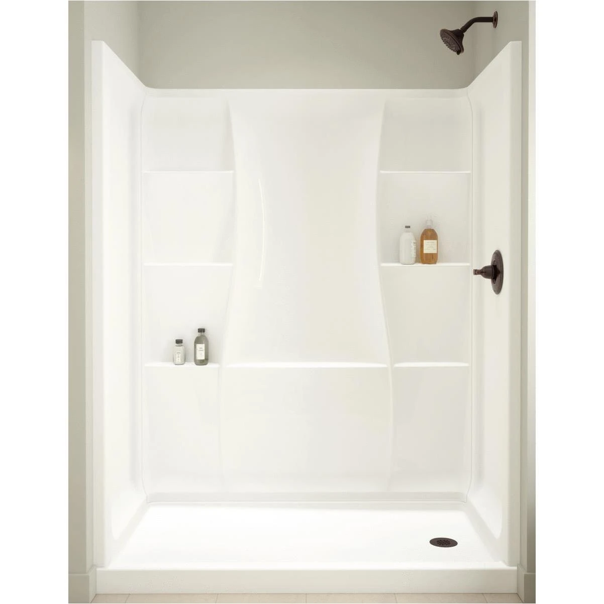 Delta Classic 400 60 In. x 32 In. Shower Wall Set in White (3-Piece ...