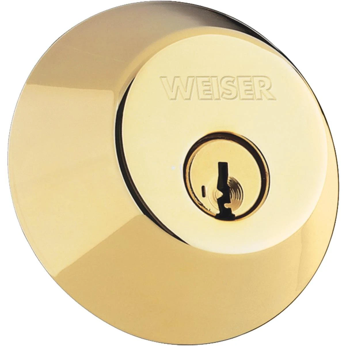 Weiser Polished Brass Single Cylinder Deadbolt with SmartKey Security ...