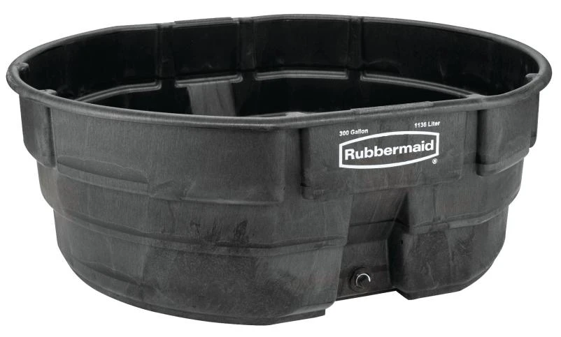 Rubbermaid FG424700BLA Stock Tank, 300 gal Capacity, Plastic, Black ...