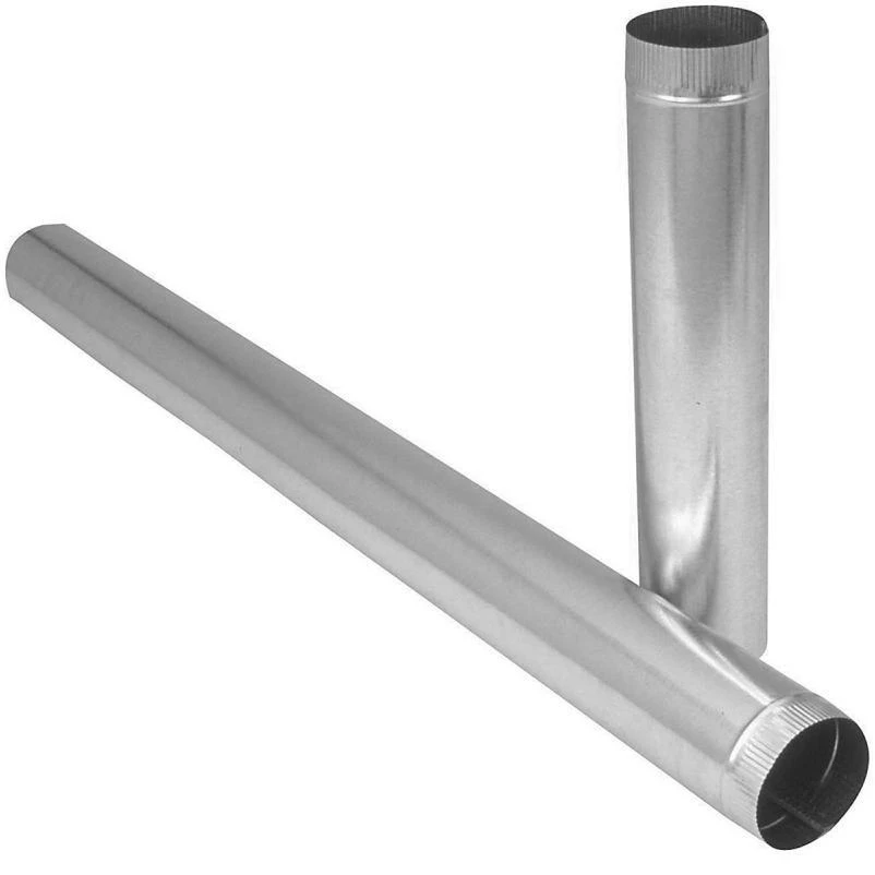 Imperial GV0355 Duct Pipe, 4 in Dia, 24 in L, 26 Gauge, Galvanized ...