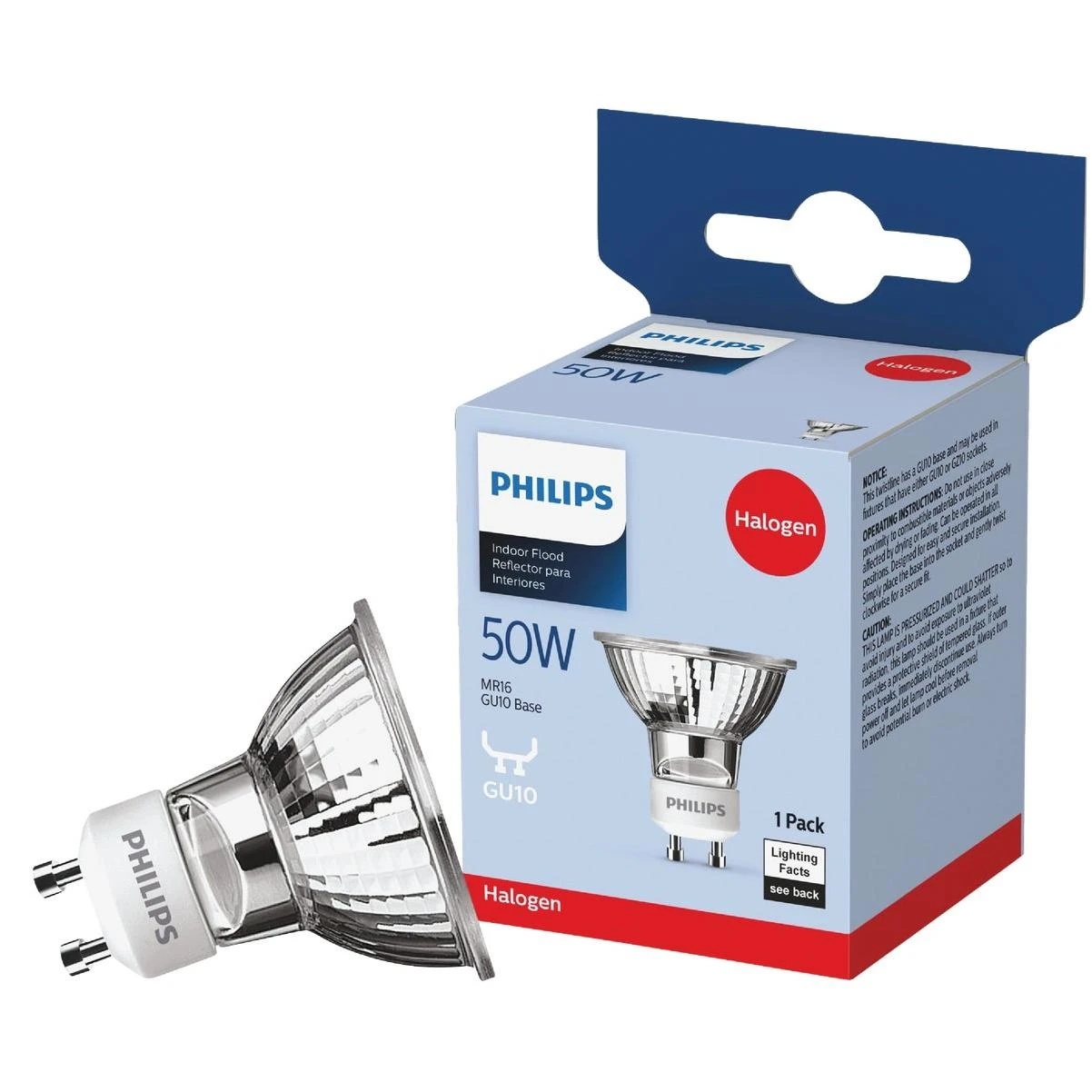 Philips 60W Equivalent Clear GU10 Base MR16 Halogen Floodlight Light ...