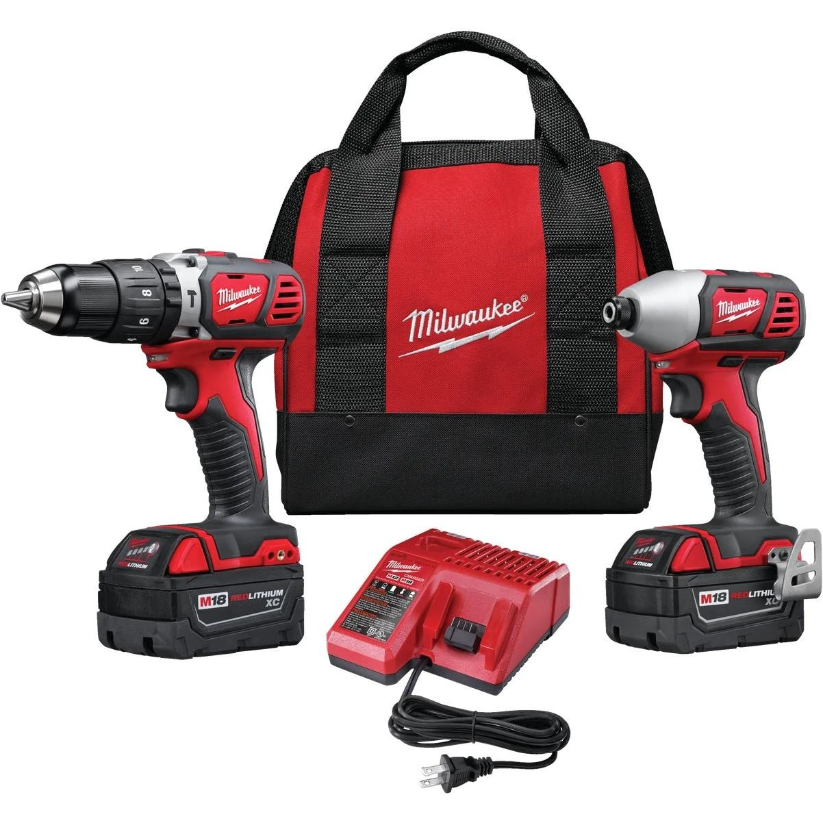 Milwaukee 2-Tool M18 Lithium-Ion Compact Hammer Drill & Impact Driver ...