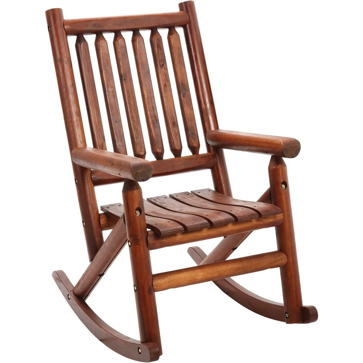 Leigh Country Amber-Log Stained Amber Acacia Wood Single Porch Rocker ...