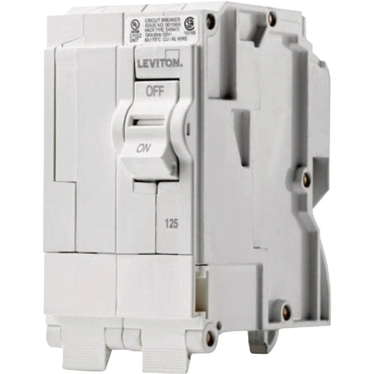 Leviton 30A Double-Pole Plug-On GFCI White Branch Circuit Breaker ...