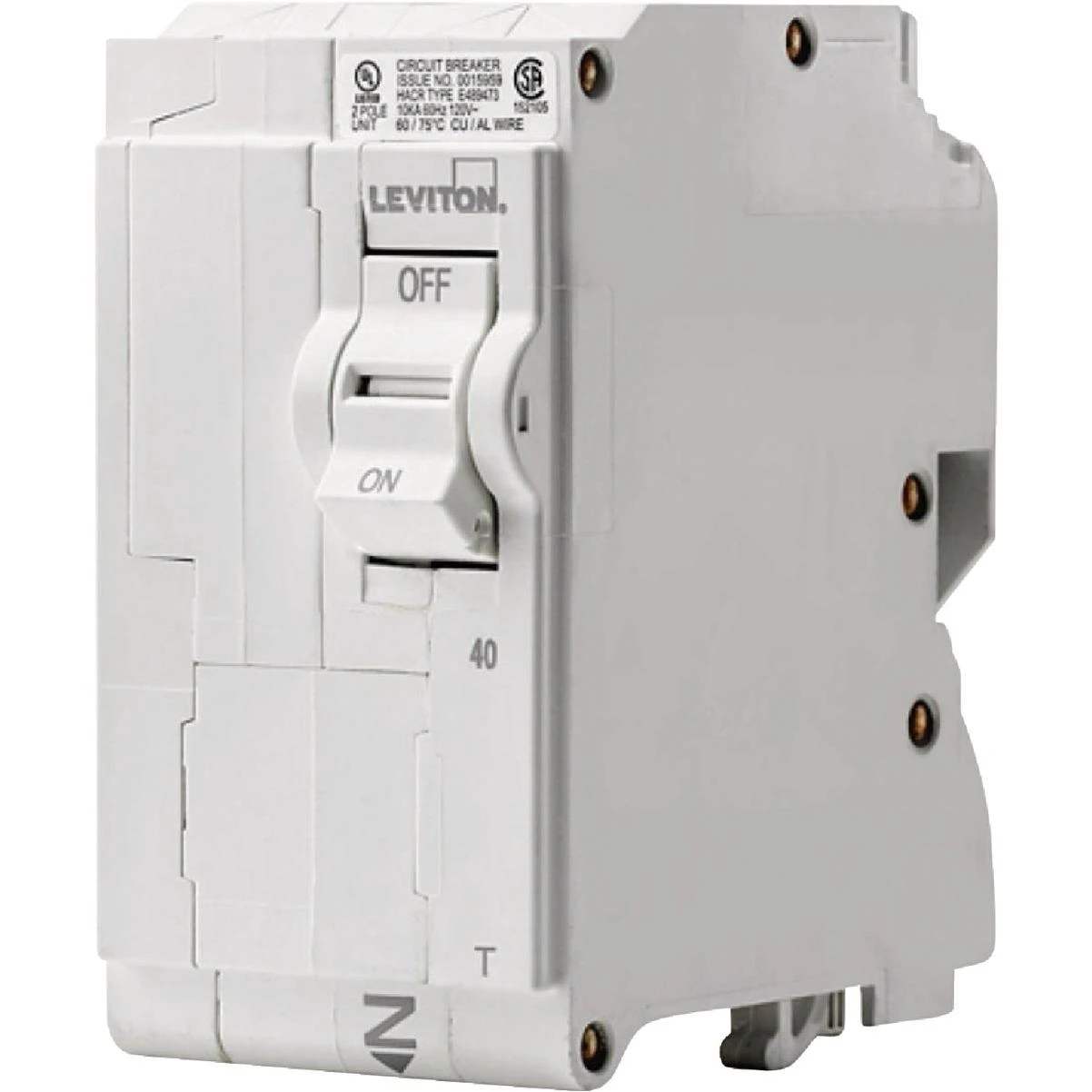 Leviton 40A Double-Pole Plug-On Standard Branch Thermal Magnetic Trip ...