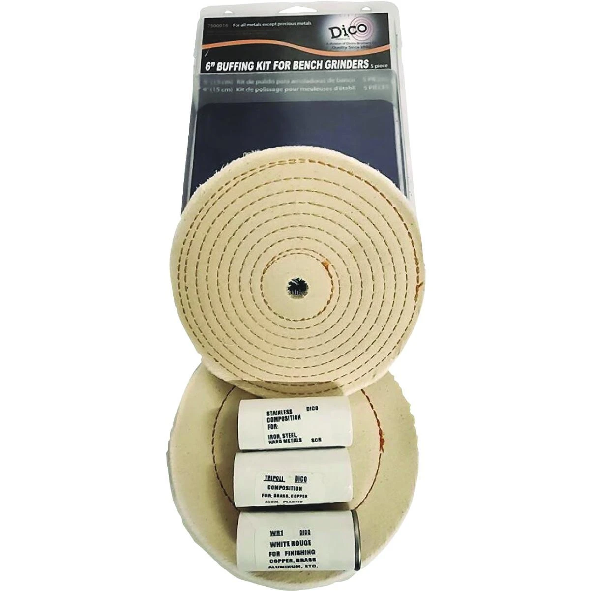Dico 6 In. Buffing Kit with (2) Buffing Wheels & (3) Compounds ...