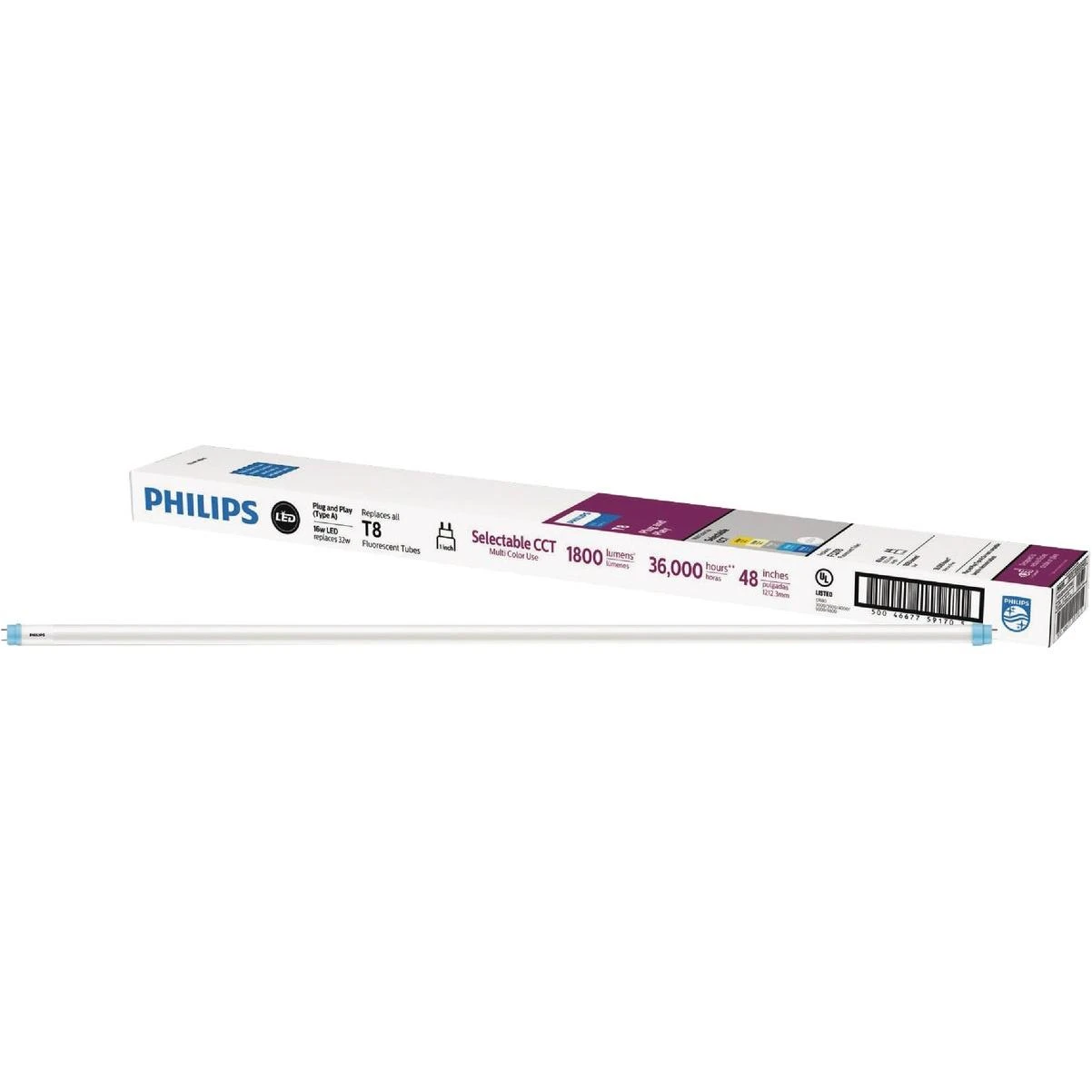 Philips InstantFit 32W Equivalent 48 In. T8 Type A Multi-CCT LED Tube ...
