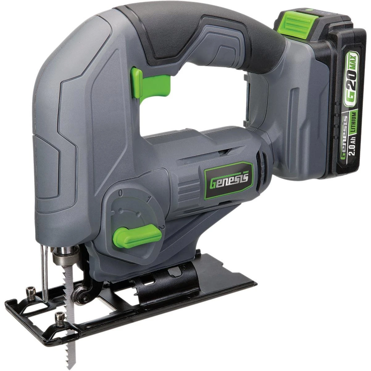 Genesis 20 Volt Cordless Jig Saw Kit with 2.0 Ah Battery & Charger ...