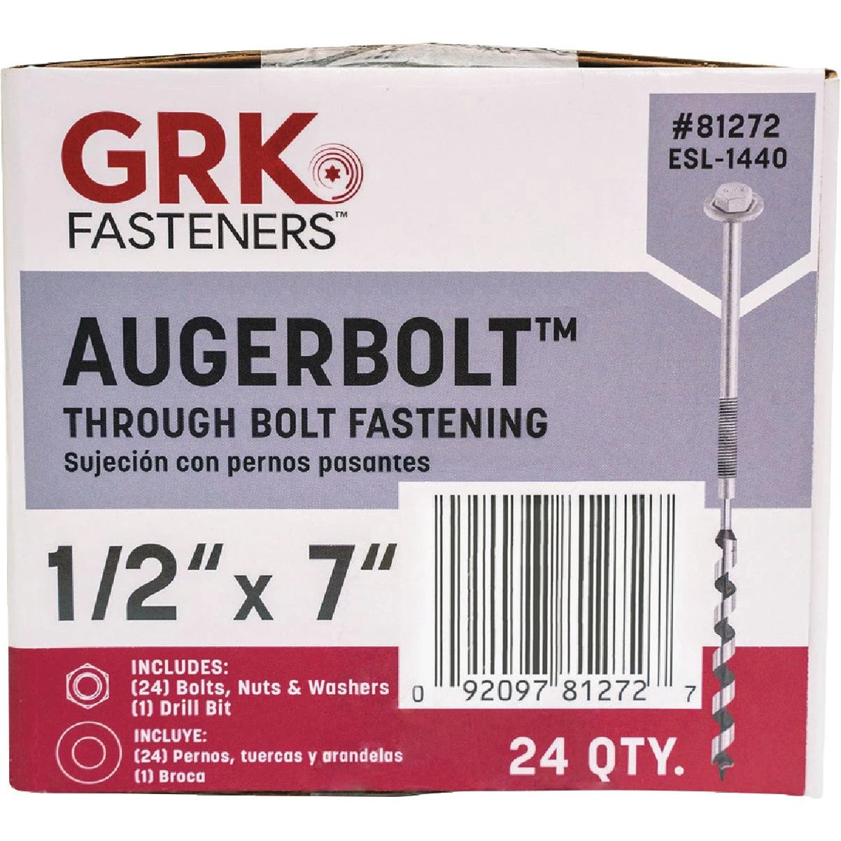 GRK Fasteners GRK AugerBolt 1/2 In. x 7 In. Galvanized Hex Through Bolt ...