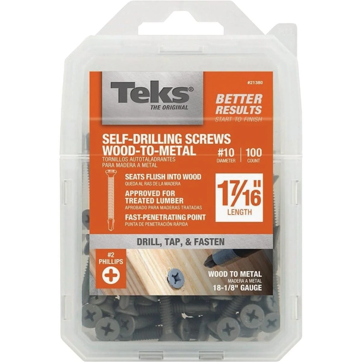 Teks #10 x 1-7/16 In. Phillips Flat Head Self-Drilling Wood to Metal ...