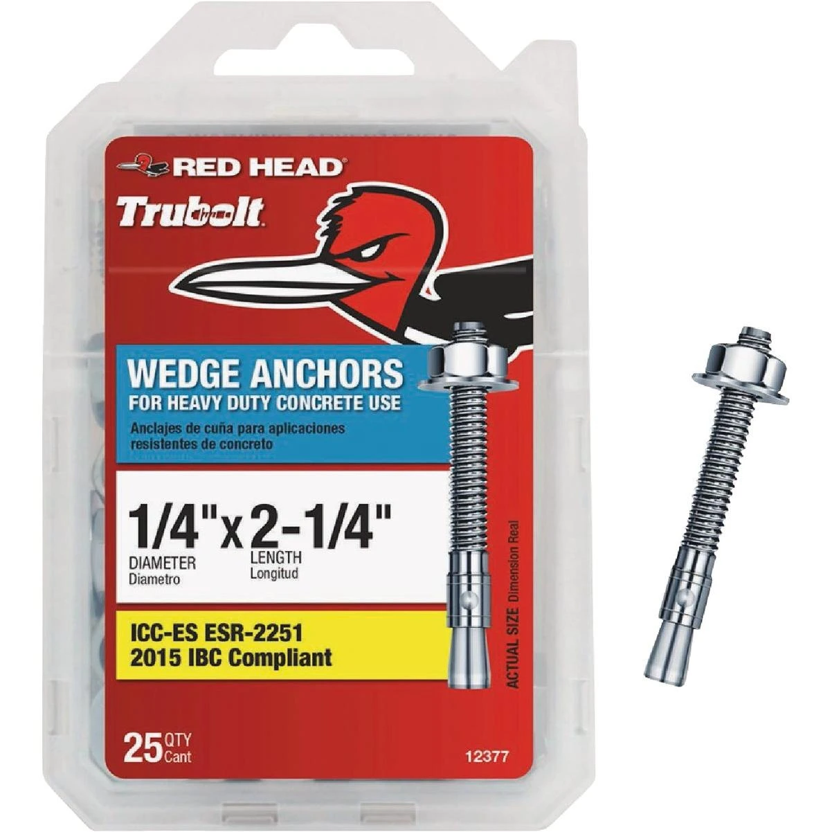 Red Head 1/4 In. x 2-1/4 In. Concrete Wedge Anchor (25 Ct.) | Elitsac, Inc.