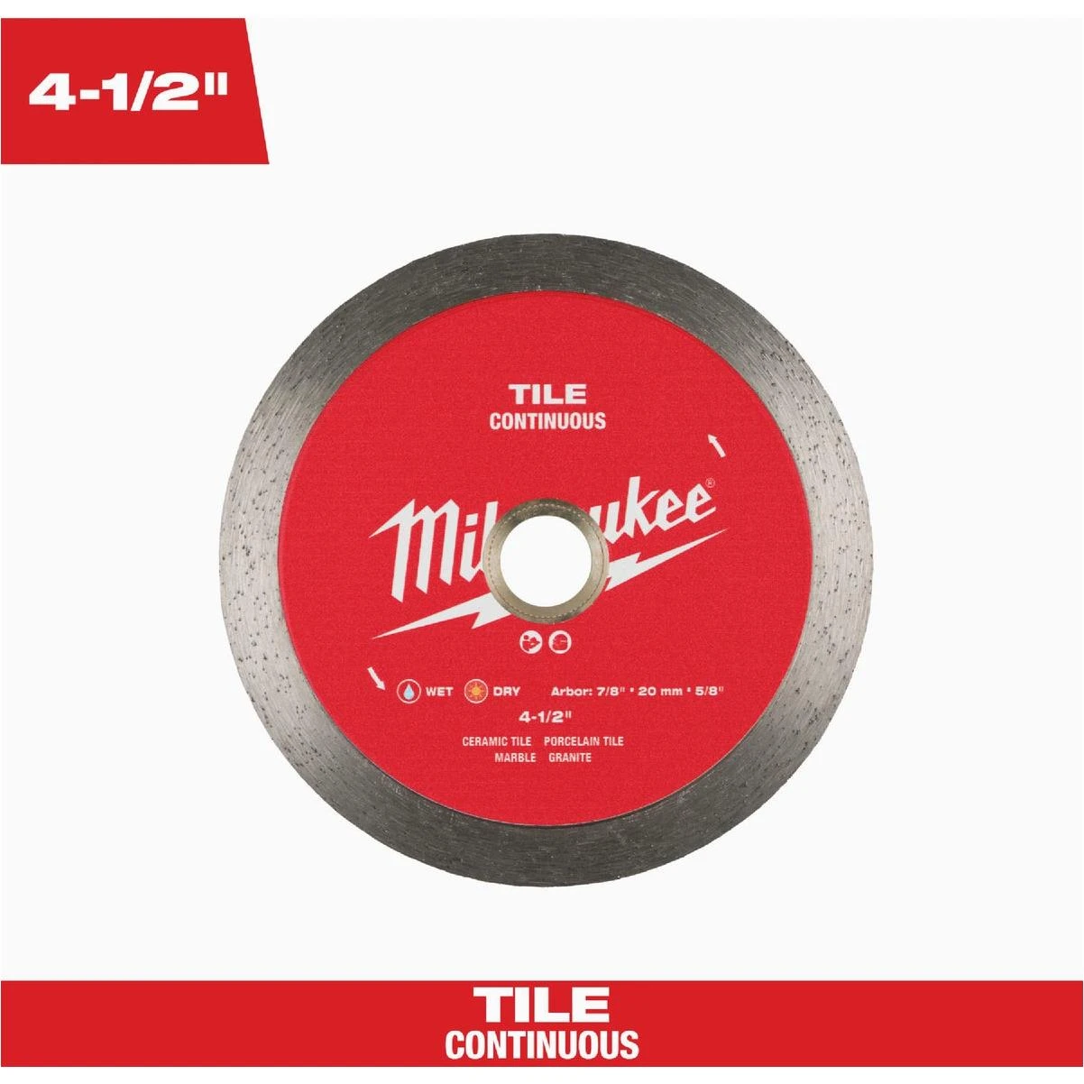 Milwaukee 4-1/2 In. Continuous Rim Tile Diamond Blade | Elitsac, Inc.
