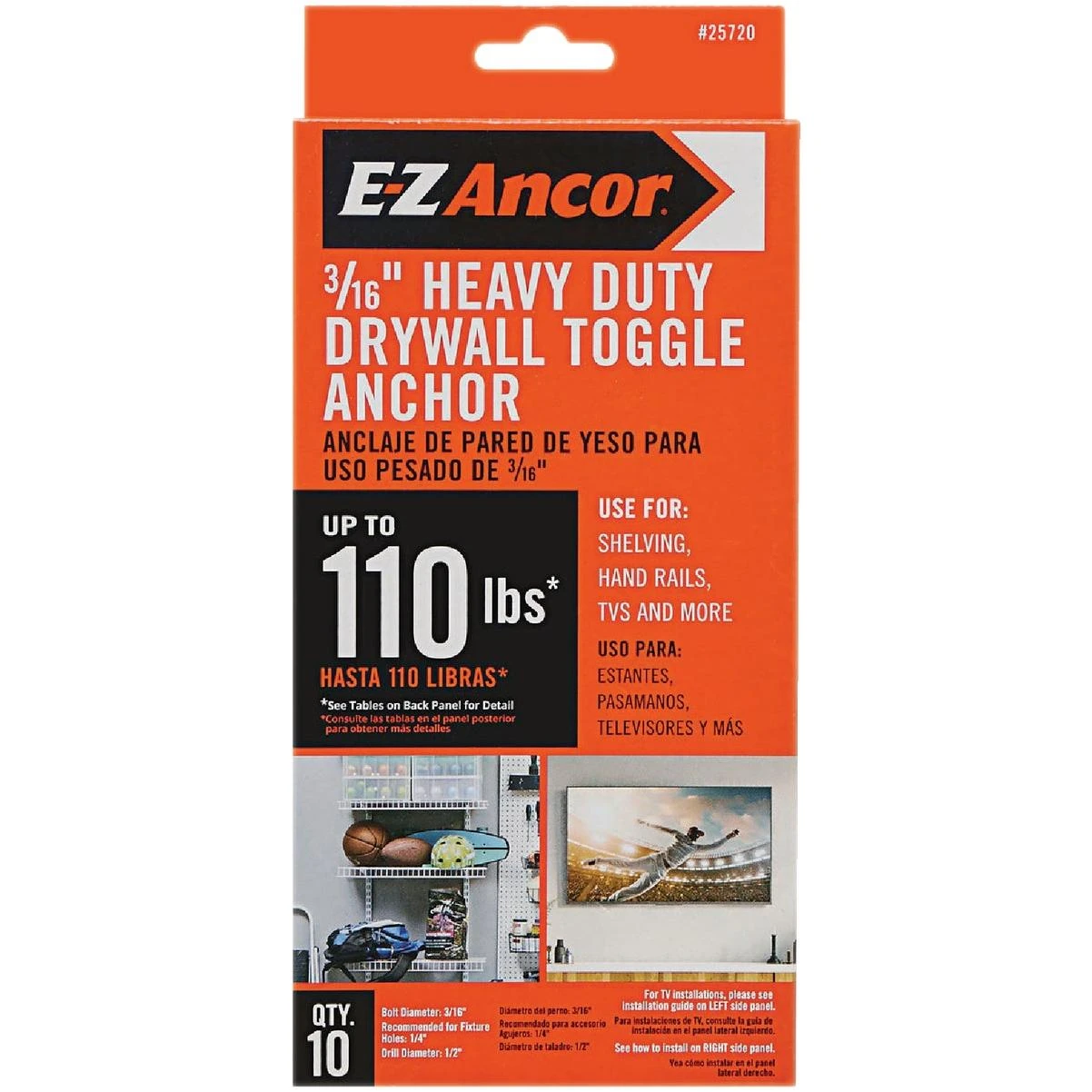 E-Z Ancor 1/4 In. Heavy Duty Pull Toggle Drywall Anchor (10-Pack ...