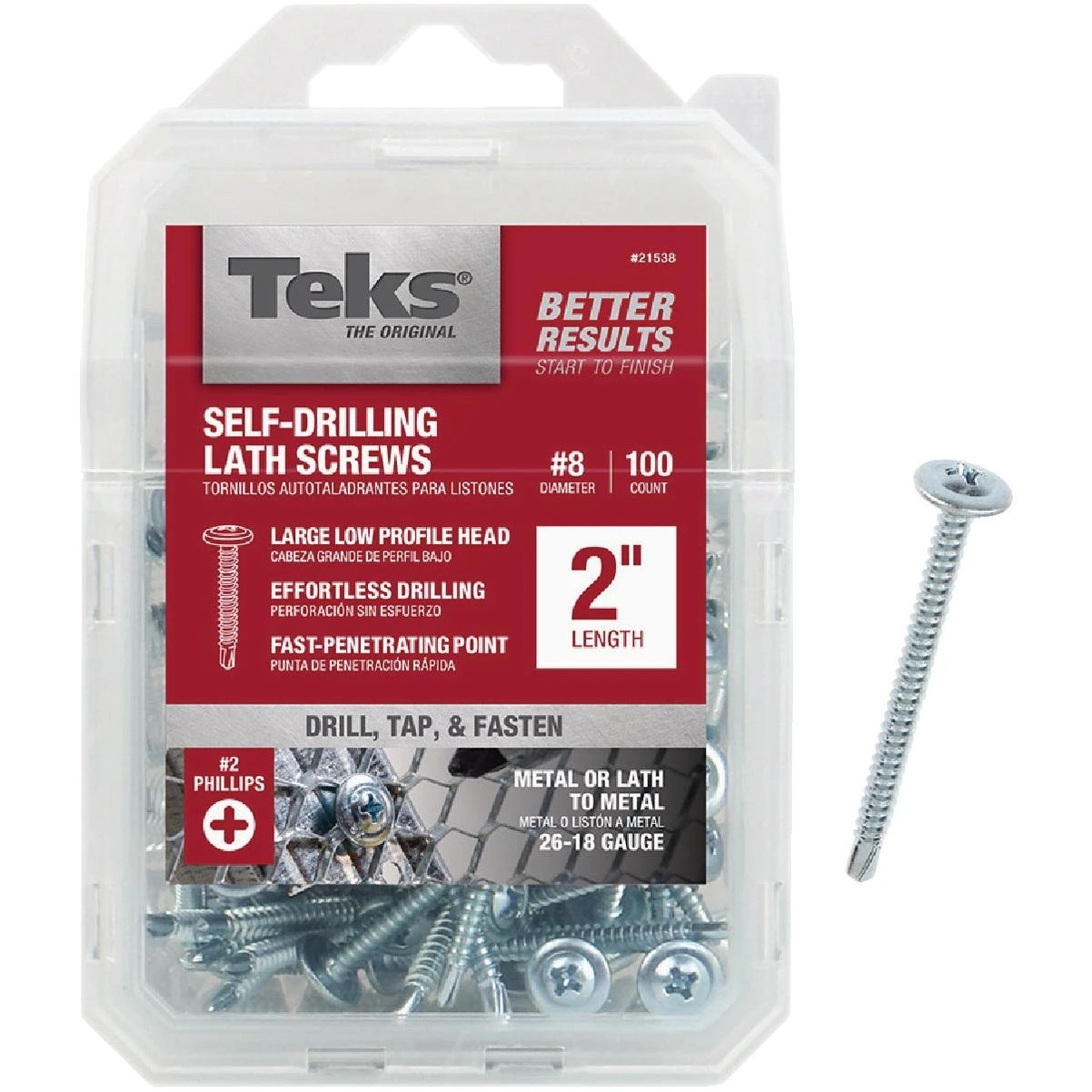 Teks #8 x 2 In. Modified Truss Head Drill Point Lath Screw (100 Ct ...