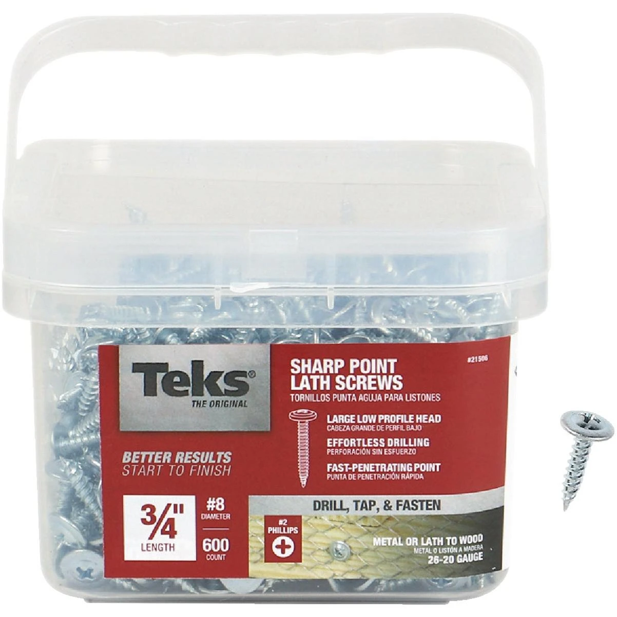 Teks #8 x 3/4 In. Modified Truss Head Sharp Point Lath Screw (600 Ct ...