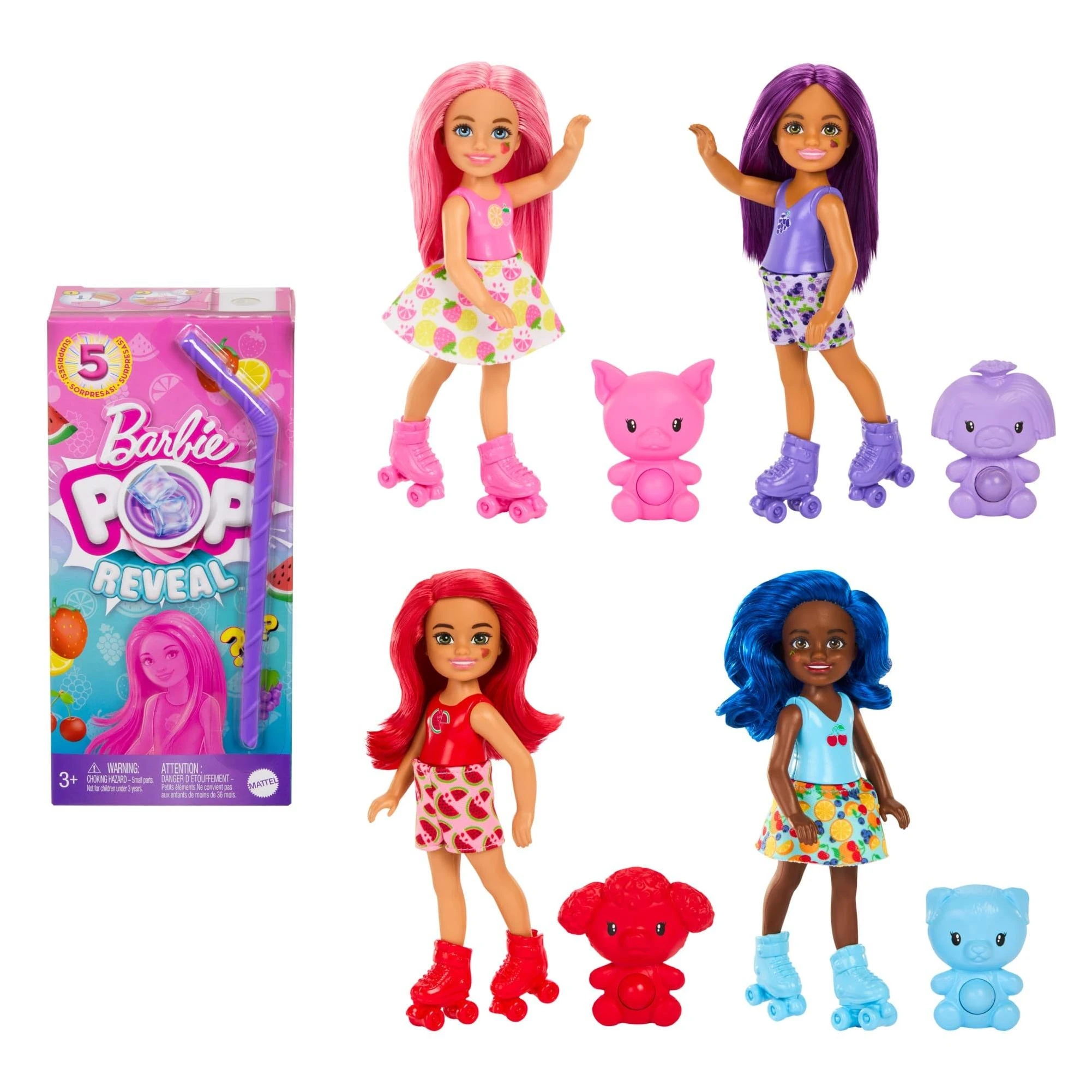 Barbie Pop Reveal Chelsea Small Doll, Fruit Series with 5 Surprises ...